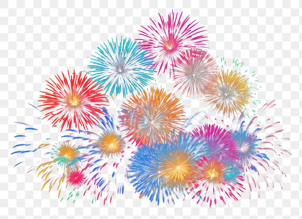 PNG Vibrant fireworks exploding sky | Free PNG - rawpixel