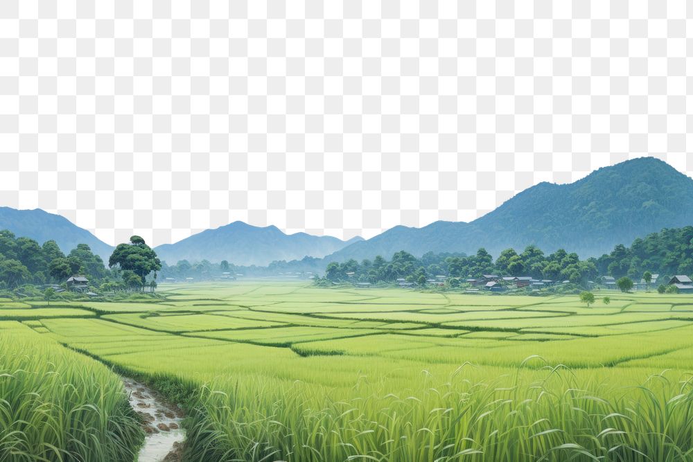PNG Rice field landscape outdoors | Premium PNG - rawpixel