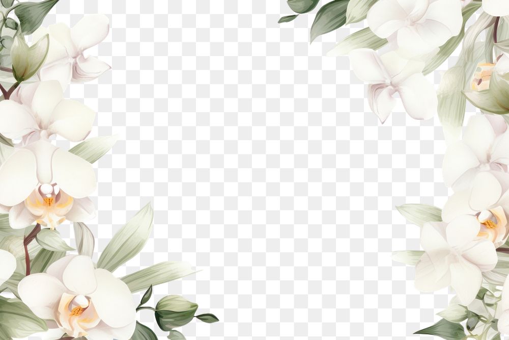 PNG White orchid border frame | Premium PNG - rawpixel