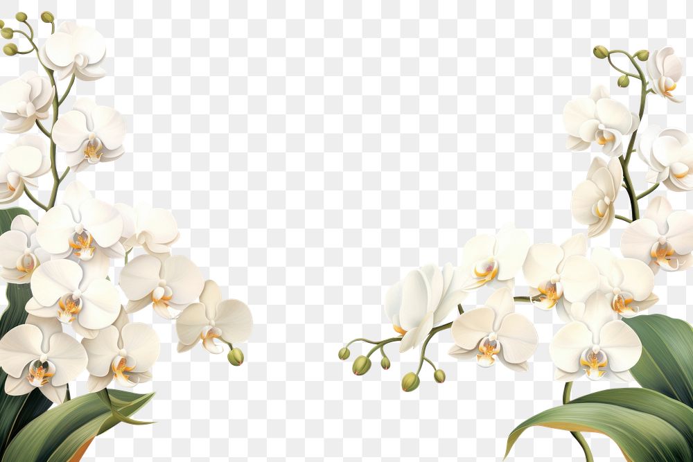 PNG White orchid border frame | Premium PNG - rawpixel
