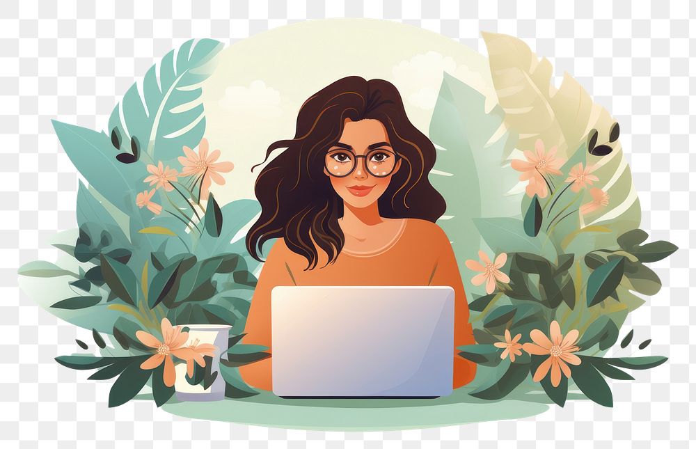 PNG Woman using laptop computer | Free PNG - rawpixel