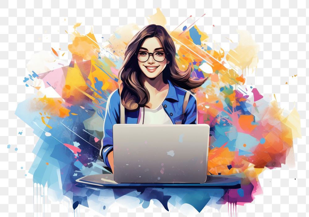 PNG Woman using laptop computer | Free PNG - rawpixel