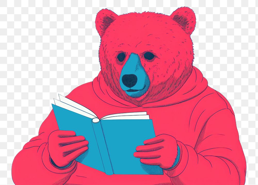 PNG Reading bear cartoon book. | Premium PNG - rawpixel