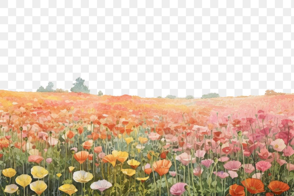 PNG Flower field landscape grassland | Free PNG - rawpixel