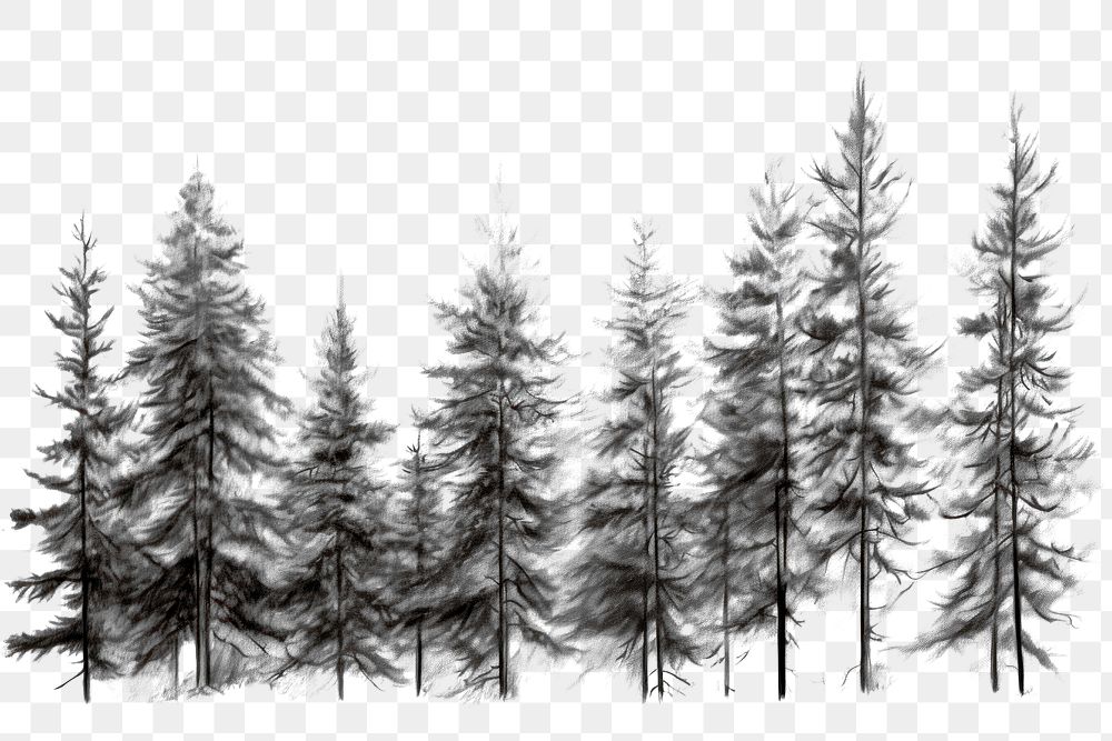 PNG Pine trees drawing sketch | Free PNG - rawpixel