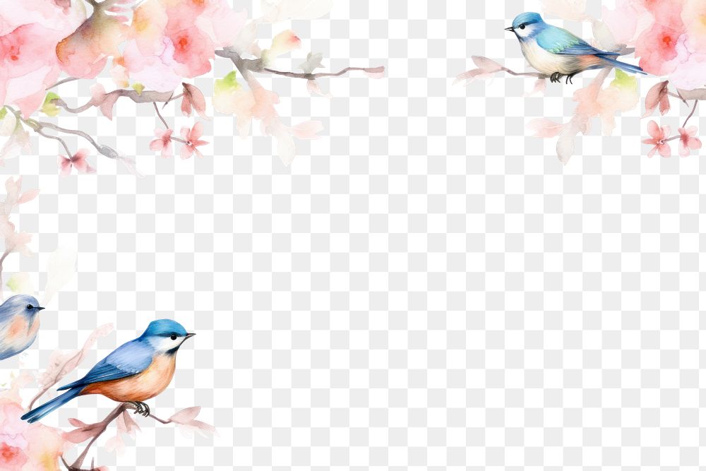 PNG Painting birds border nature | Free PNG - rawpixel
