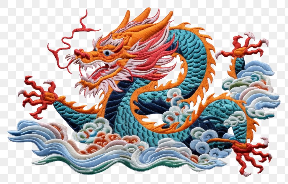 PNG Dragon embroidery pattern craft | Free PNG - rawpixel