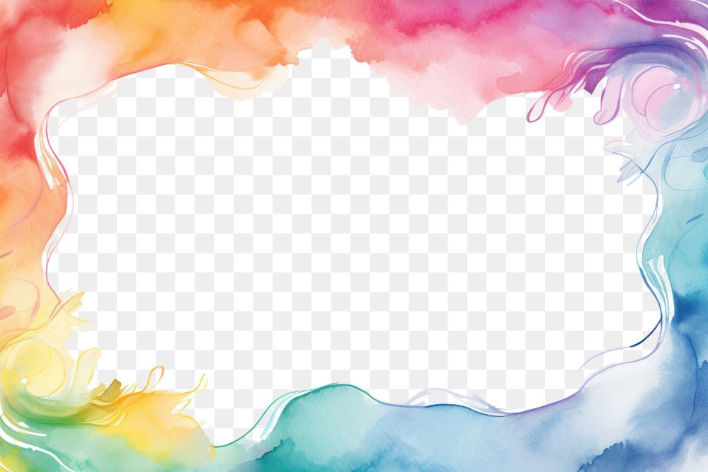 PNG Rainbow watercolor border painting | Free PNG - rawpixel