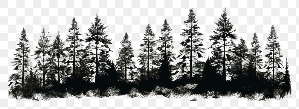 PNG Pine forest drawing plant | Premium PNG - rawpixel