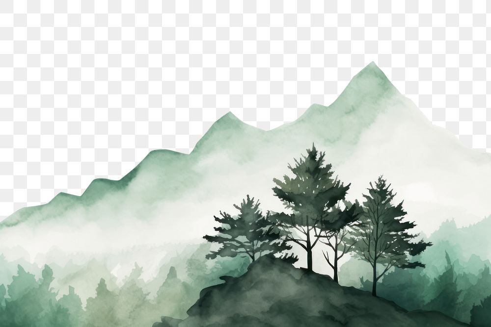 PNG tree mountain border landscape | Premium PNG - rawpixel
