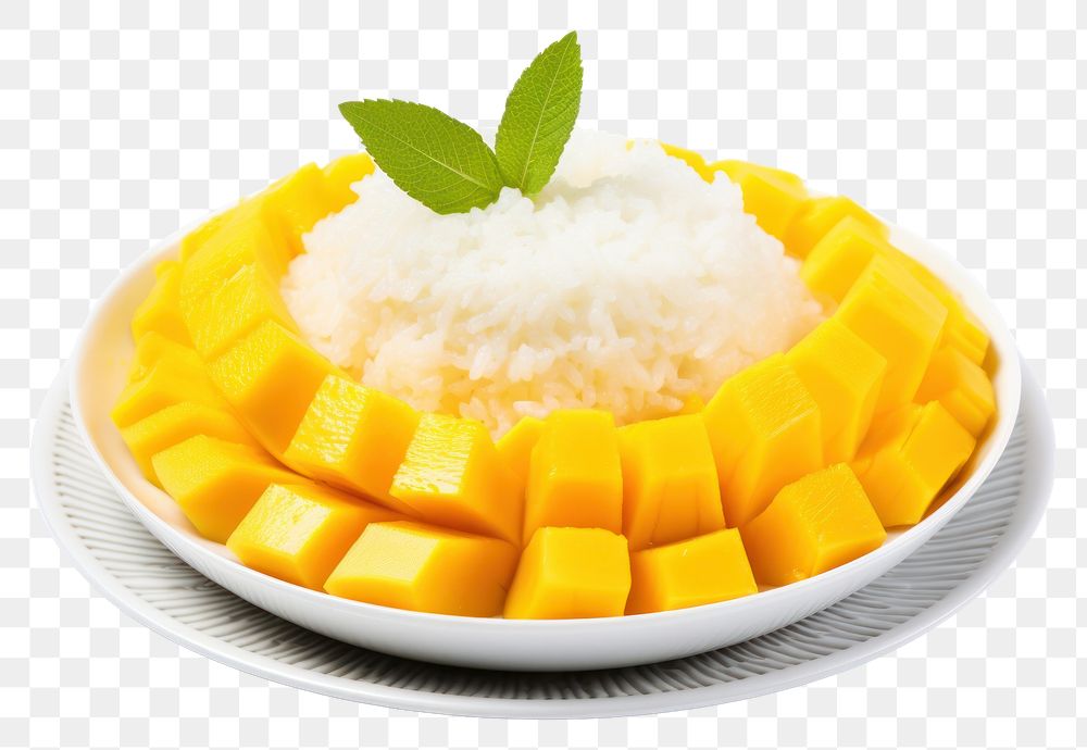 PNG Mango sticky rice plate | Free PNG - rawpixel