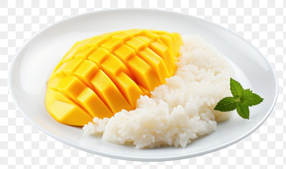 PNG Mango sticky rice plate | Free PNG - rawpixel