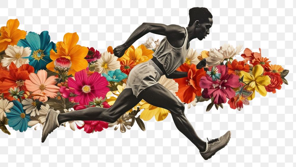 PNG Paper collage marathon flower | Premium PNG - rawpixel