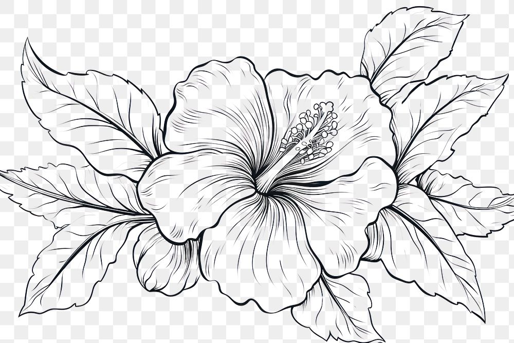 PNG Hibiscus outline sketch drawing | Free PNG - rawpixel