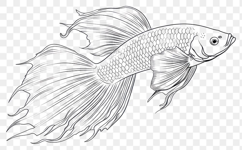 PNG Fighting fish sketch drawing | Premium PNG - rawpixel