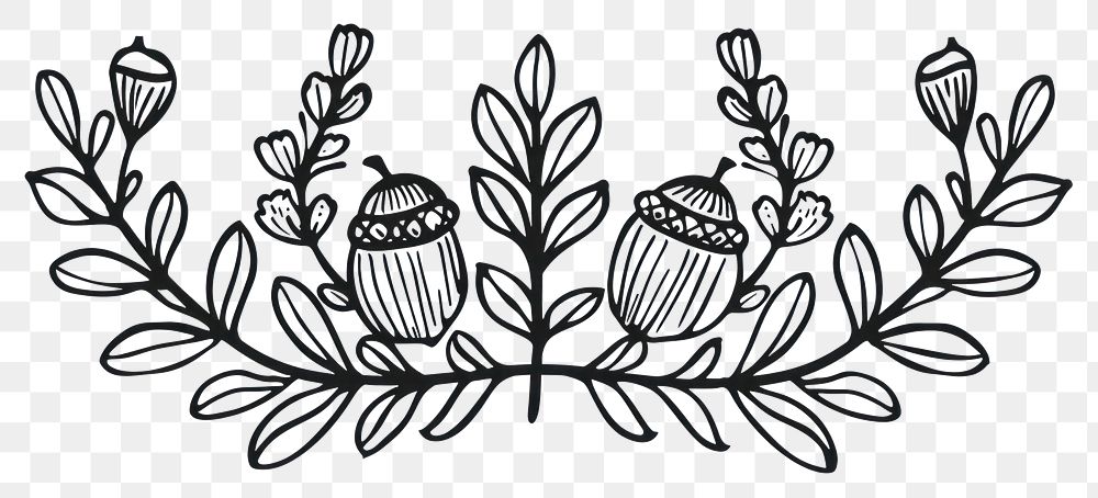 PNG Divider doodle acorns plant | Free PNG - rawpixel