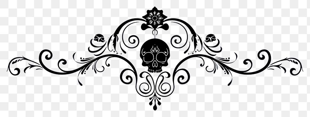PNG Divider doodle skull pattern | Free PNG - rawpixel