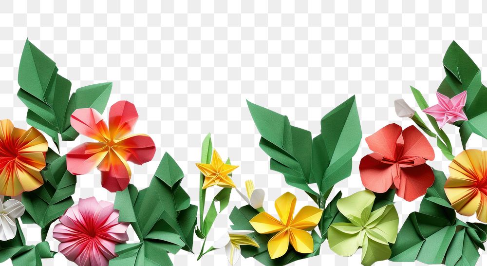 PNG Summer floral border origami | Free PNG - rawpixel