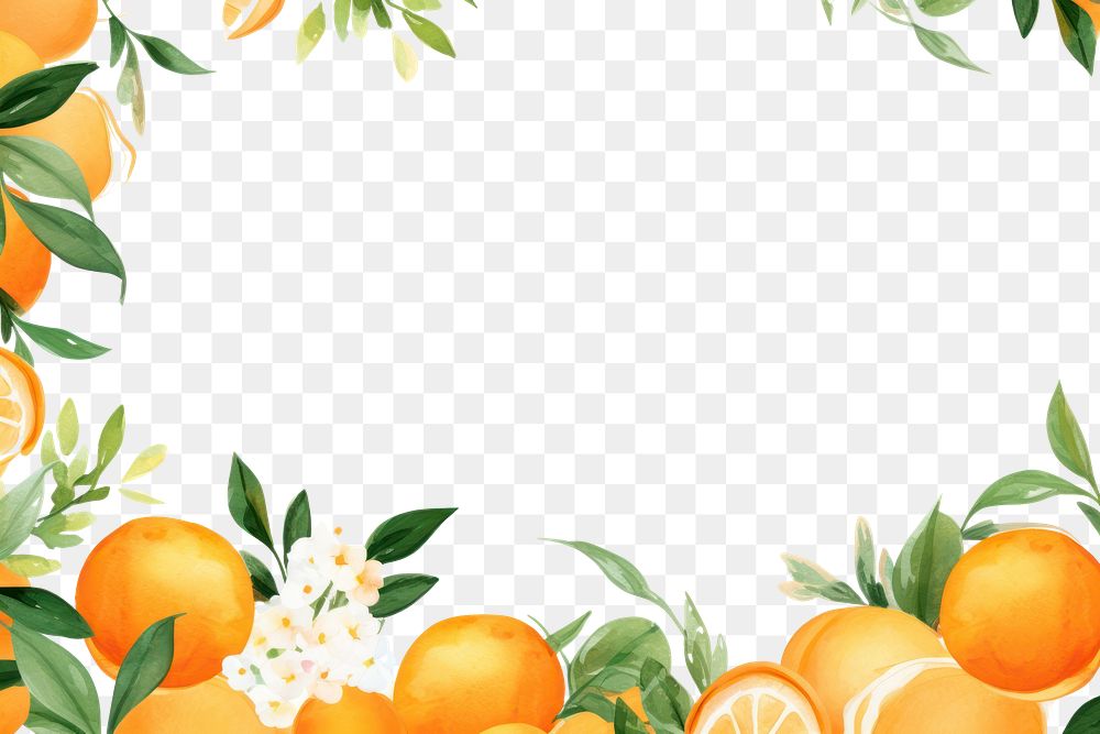 PNG Orange fruits border watercolor | Premium PNG - rawpixel