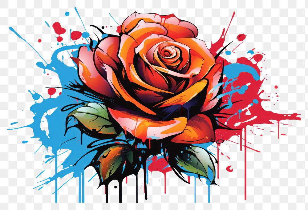 PNG Rose graffiti painting pattern. | Premium PNG - rawpixel