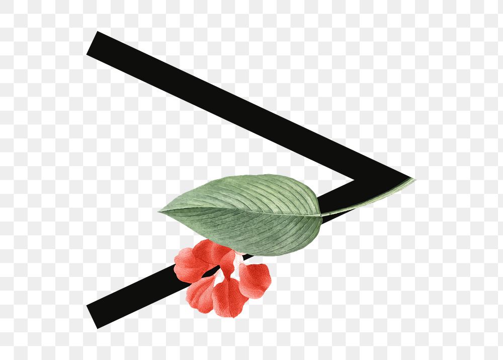 Floral greater than png digital | Free PNG - rawpixel