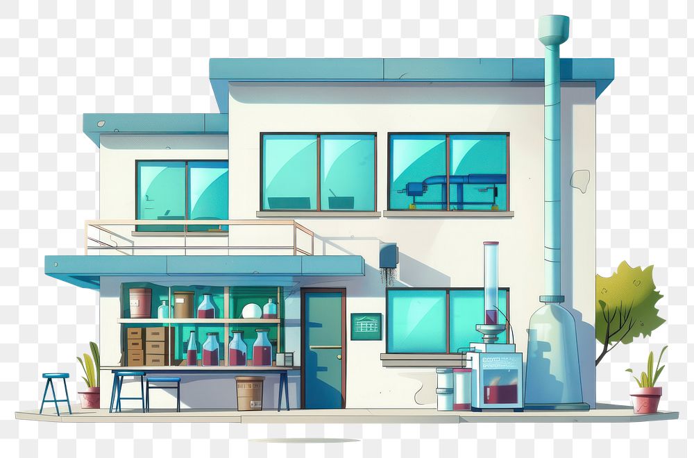 PNG Cartoon laboratory architecture building | Premium PNG - rawpixel
