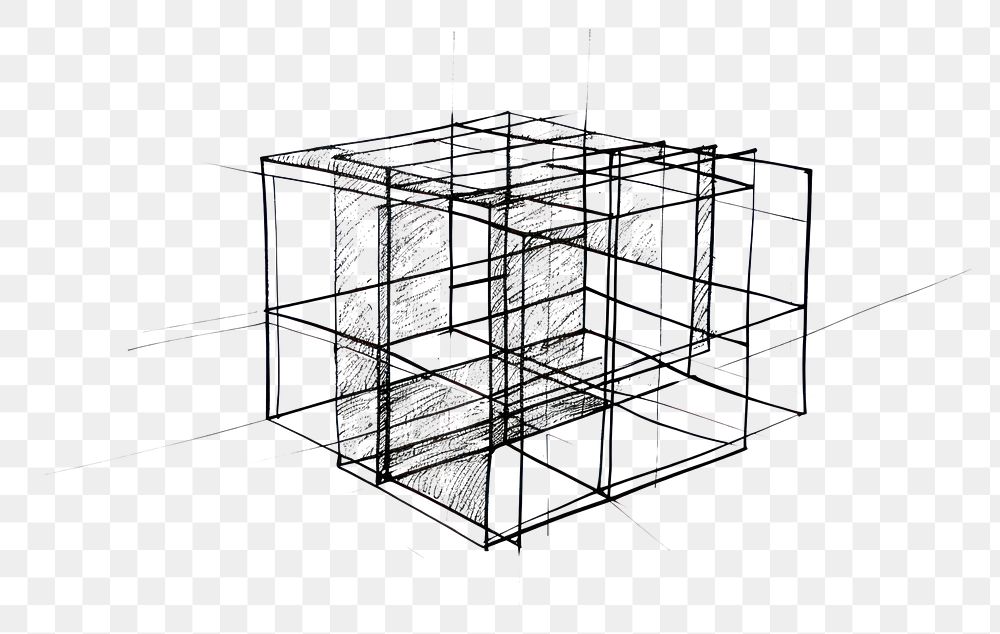 PNG Metal cube drawing illustrated | Free PNG - rawpixel