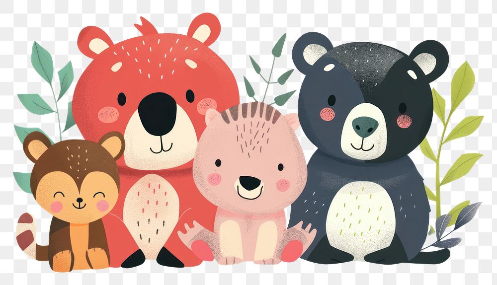 PNG Cute group wild animals | Free PNG - rawpixel