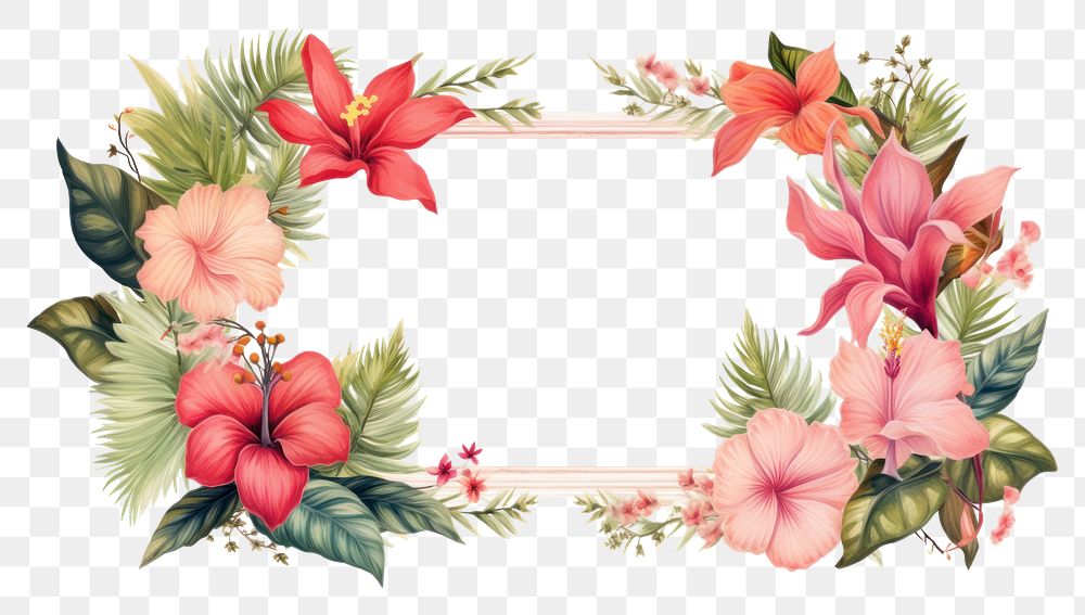PNG Vintage tropical frame flower | Free PNG - rawpixel