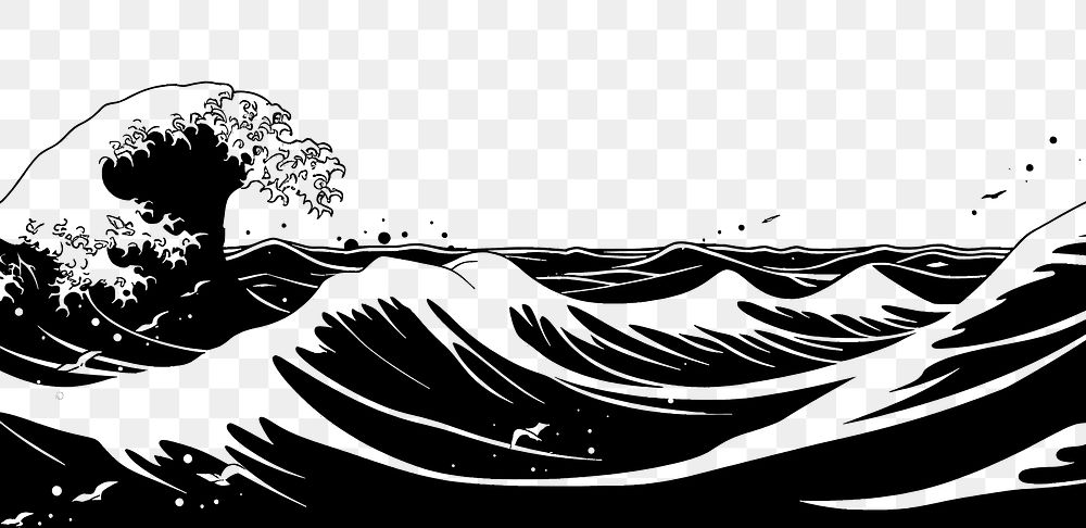 PNG Ocean wave silhouette art | Free PNG - rawpixel