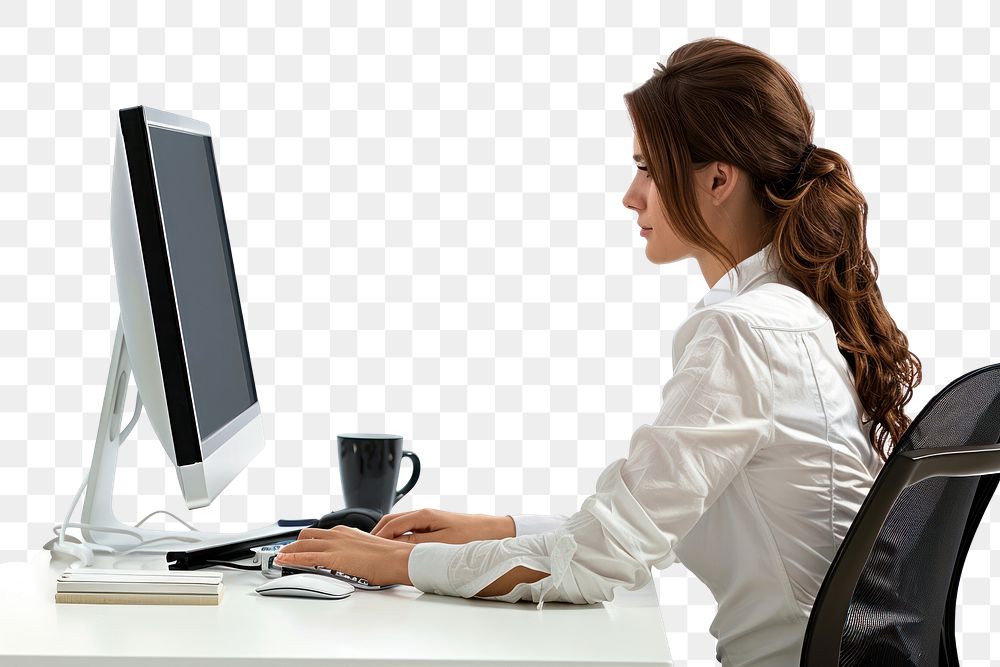 PNG Woman backing data computer | Premium PNG - rawpixel