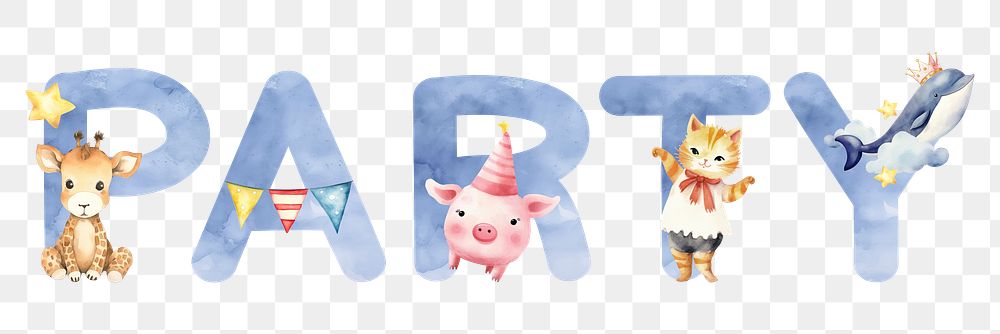 Party png word blue watercolor | Premium PNG - rawpixel
