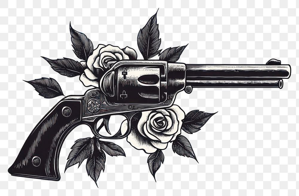 PNG Roses gun illustration vintage | Premium PNG - rawpixel