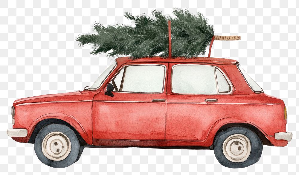 PNG Old red car tree | Free PNG - rawpixel