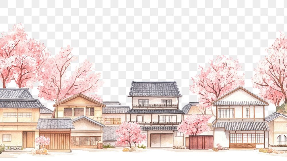 PNG Vintage Japanese townscape architecture | Free PNG - rawpixel