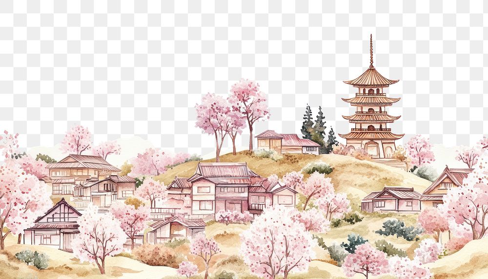 PNG Vintage Japanese townscape architecture | Free PNG - rawpixel