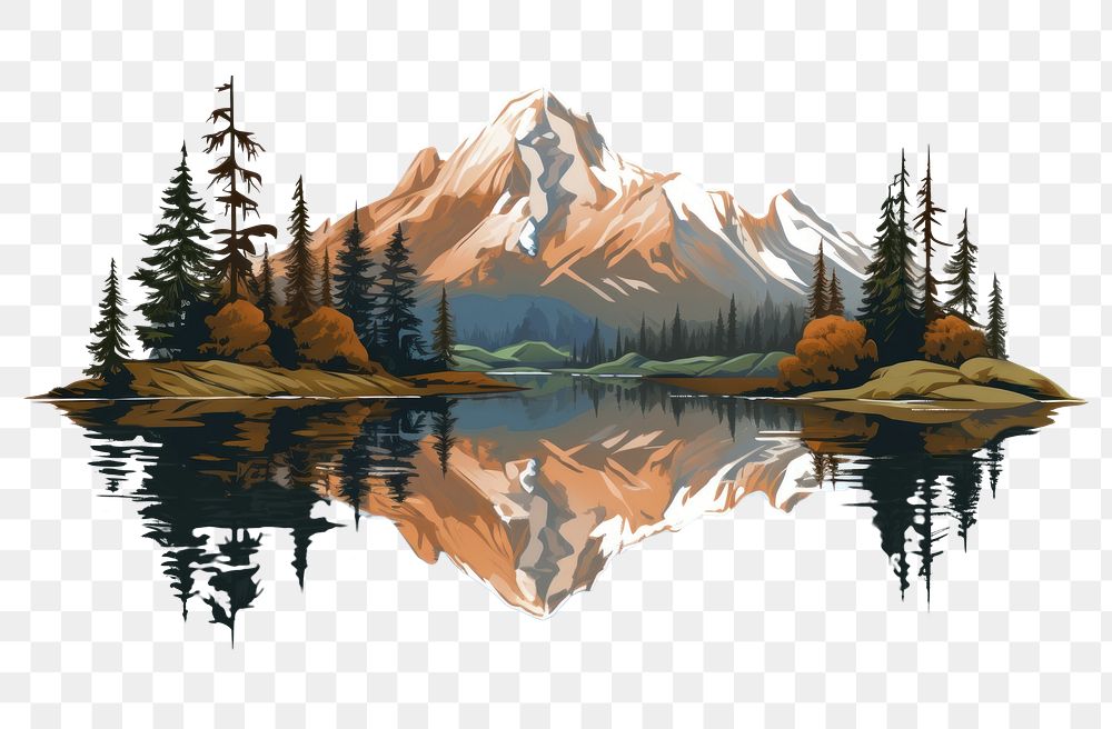 PNG Landscape lake wilderness mountain. | Free PNG - rawpixel