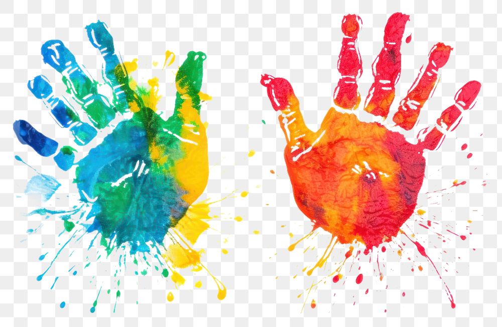 PNG Colorful two hand print | Free PNG - rawpixel