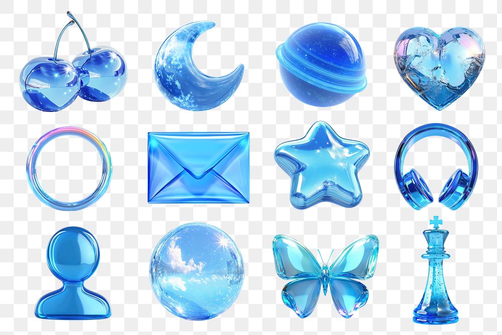 PNG Glossy blue icons transparency | Free PNG - rawpixel