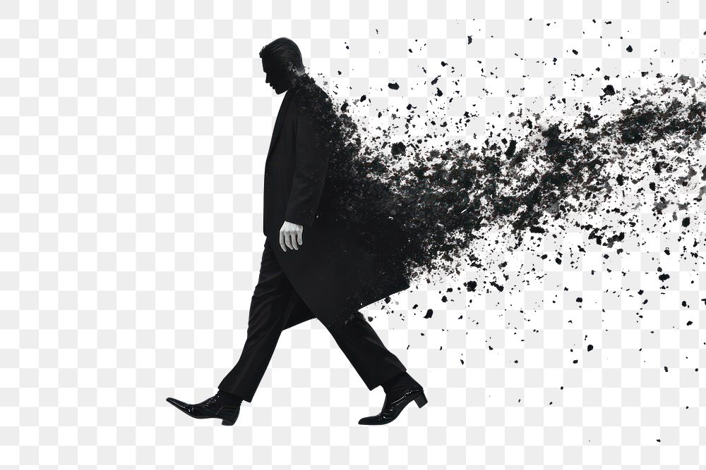 PNG Disintegration effect walking man | Free PNG - rawpixel