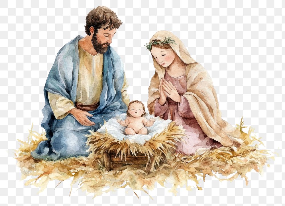 PNG Christmas nativity illustration watercolor | Free PNG - rawpixel