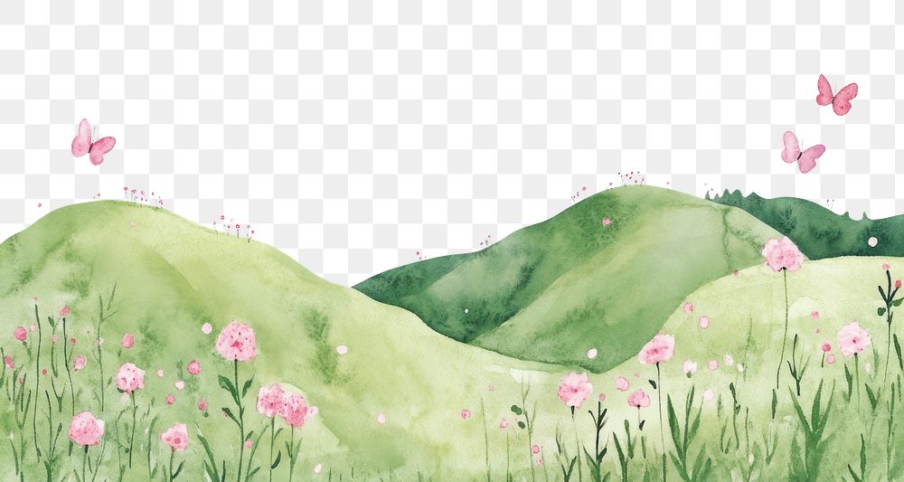 PNG Watercolor spring meadow border | Free PNG - rawpixel