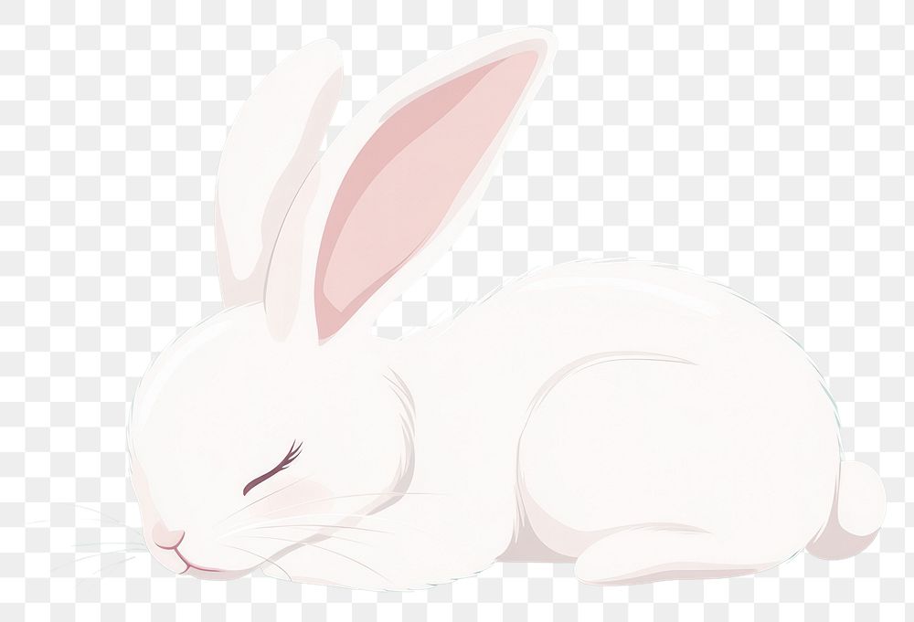 PNG White Bunny sleeping illustration | Free PNG - rawpixel