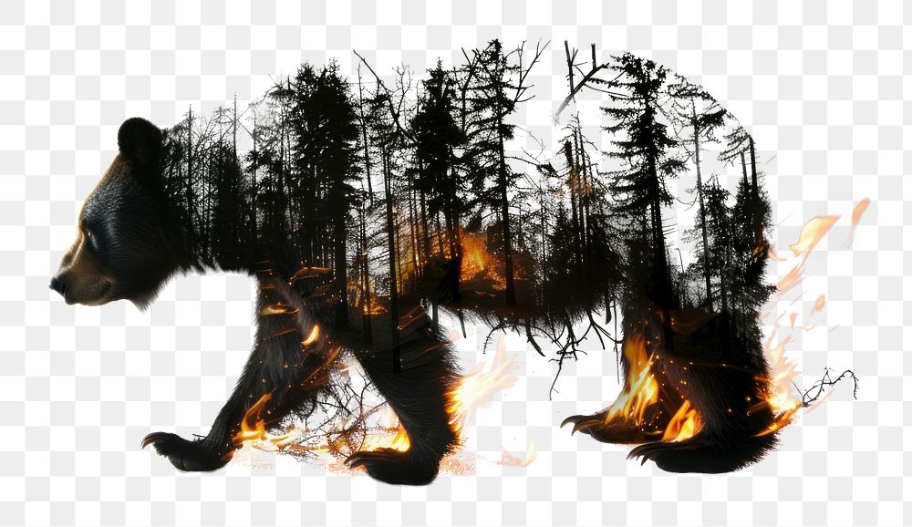 PNG Bear trees fire wildlife | Free PNG - rawpixel