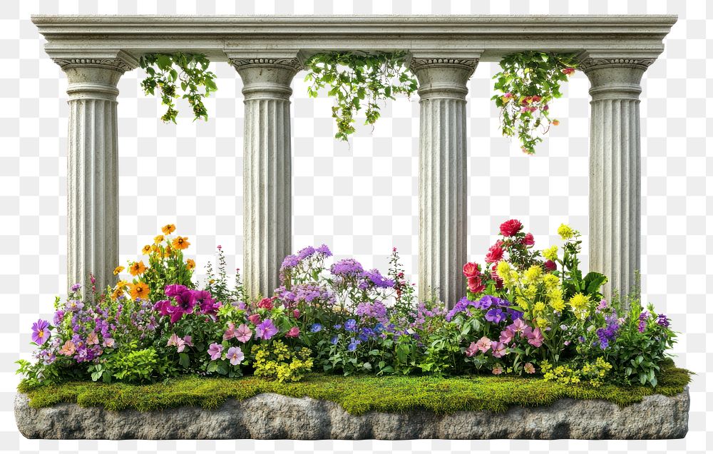PNG Flowers garden architecture colorful. | Free PNG - rawpixel