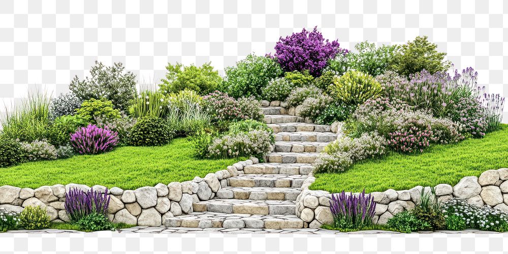 PNG Organized English garden landscape | Free PNG - rawpixel