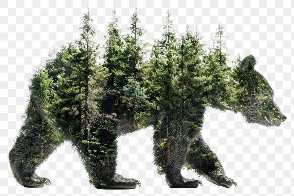 PNG Grizzly bear trees wildlife | Free PNG - rawpixel