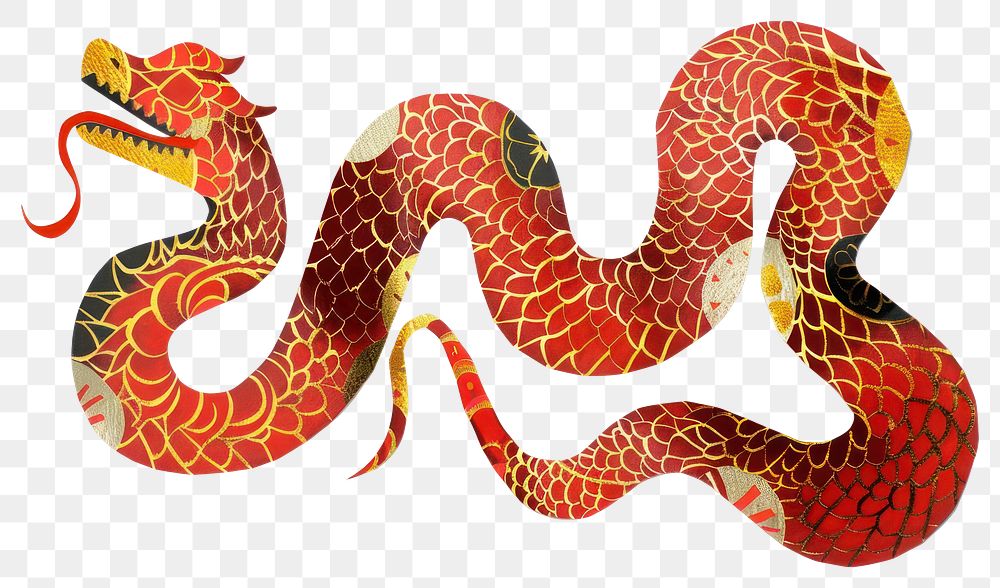 PNG Chinese snake art red | Free PNG - rawpixel