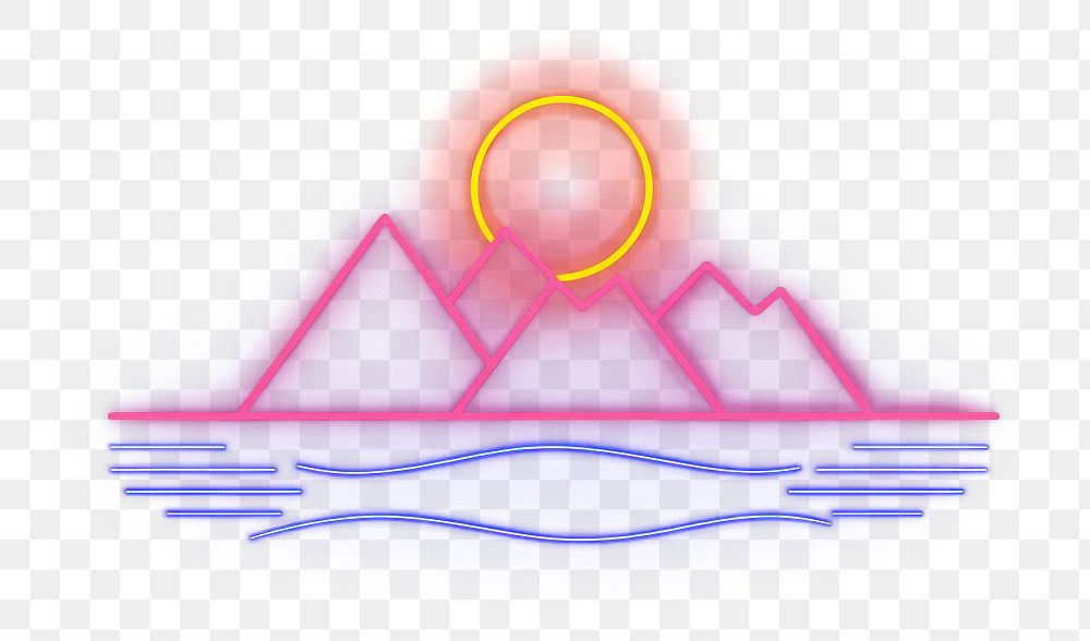 PNG Landscape icon neon lights | Free PNG - rawpixel