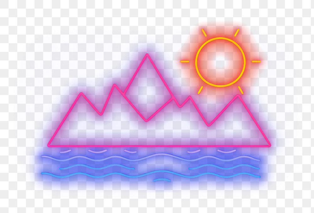 PNG Landscape icon neon sign | Free PNG - rawpixel
